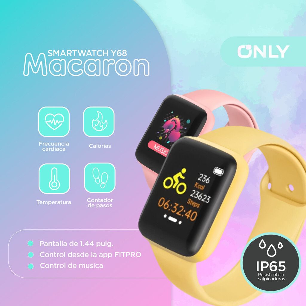SMART WATCH MODY68 1.44INCH – MACARON – ONLY – GRIS – Multicel Mayorista