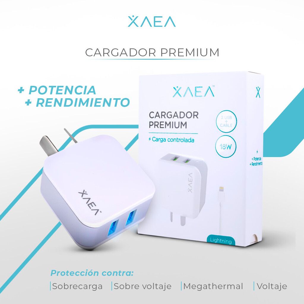 CARGADOR 220V MODX-002 – 3,1A – 2USB + CABLE LIGHTNING – XAEA – BLANCO ...